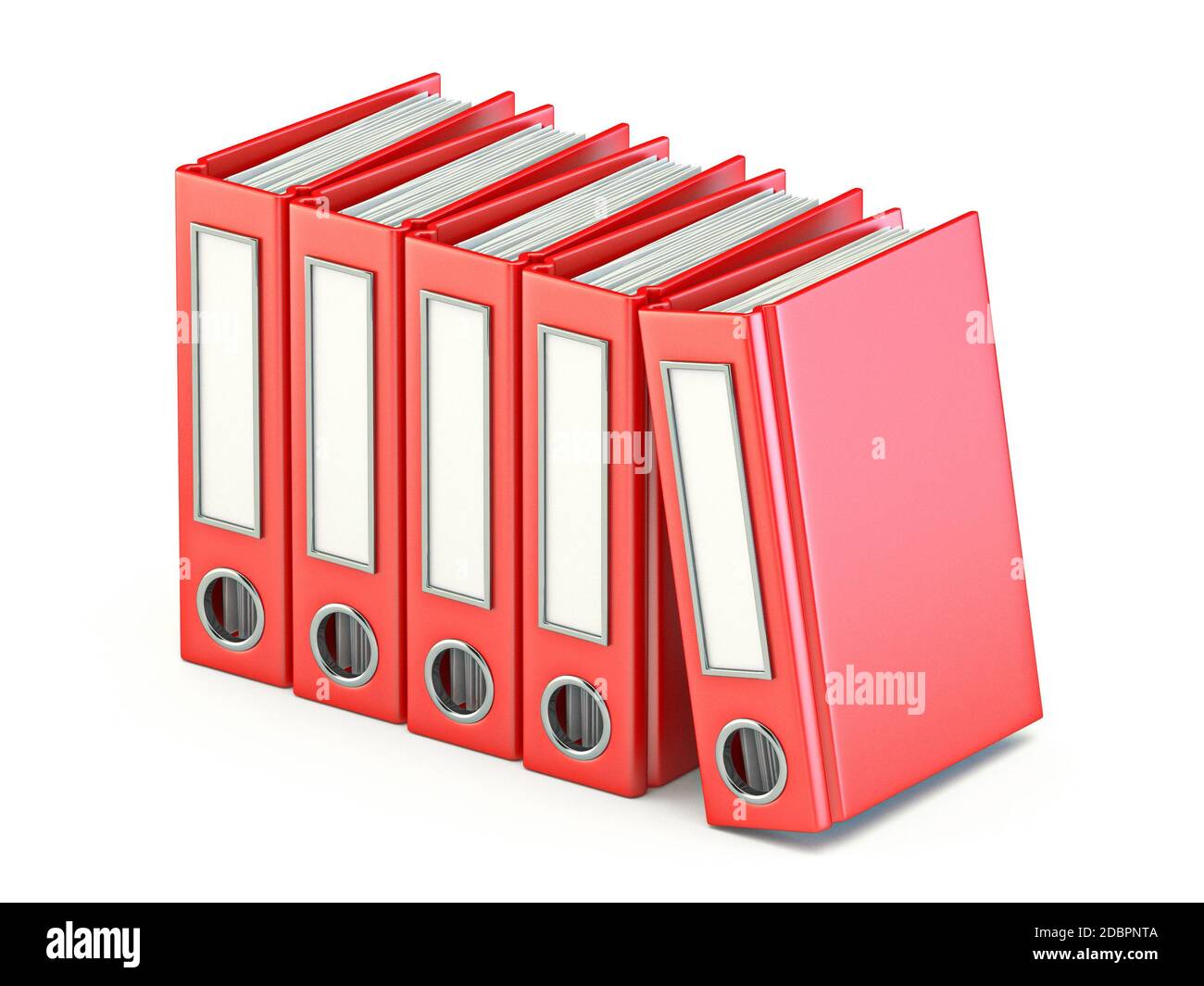 Red file ring binders 3D render illustration isolated on white ...