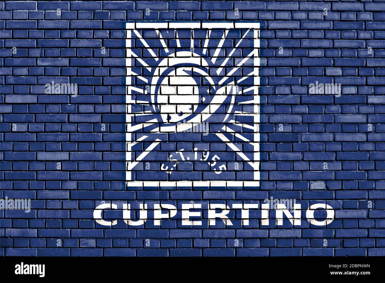 flag of Cupertino painted on brick wall Stock Photo - Alamy