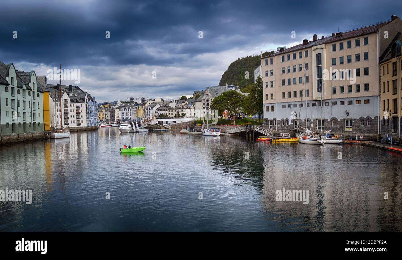 Travel in Norway, View on Alesund town Stock Photo - Alamy