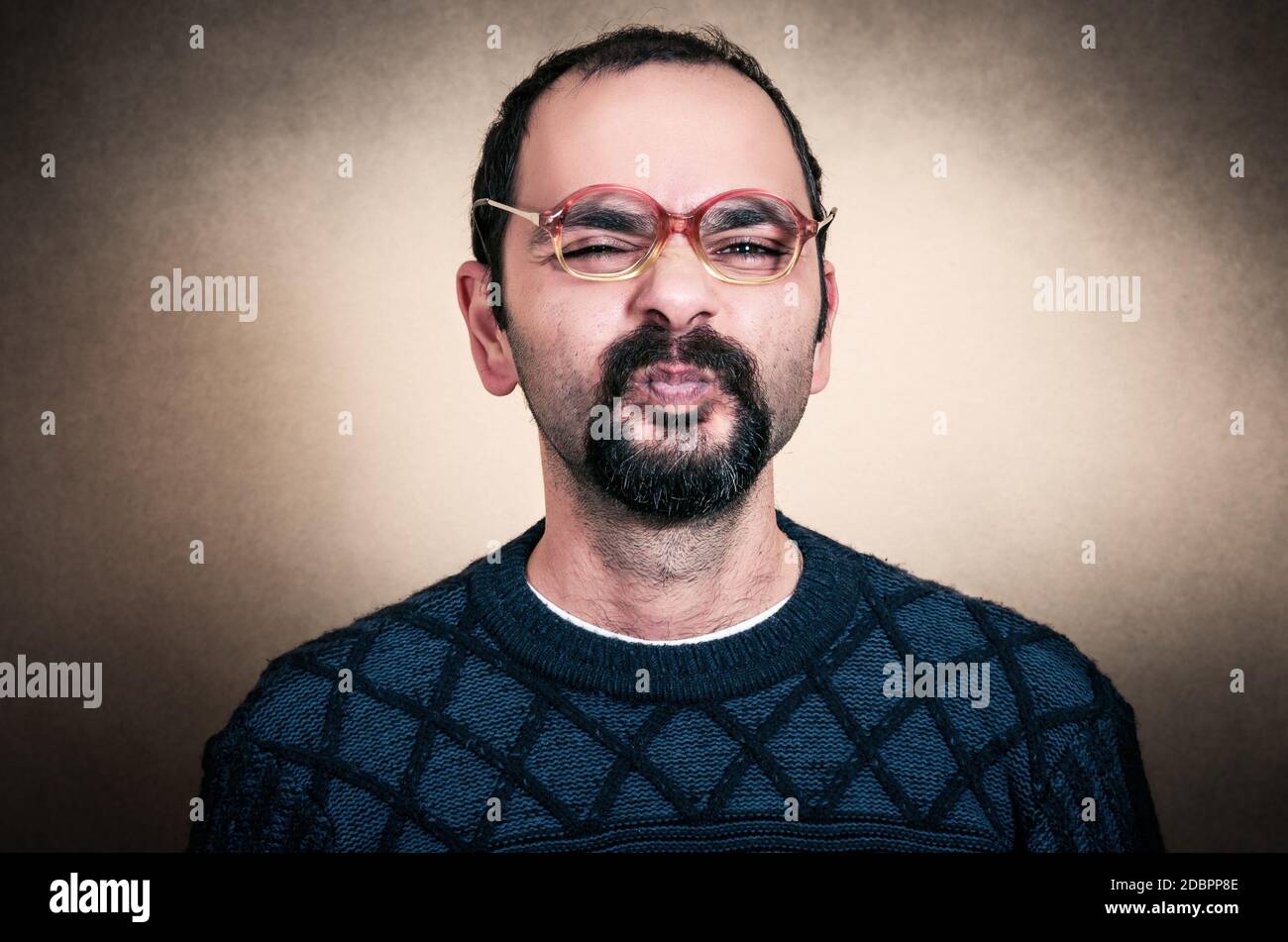 Portrait of funny bearded man with expressions Stock Photo - Alamy
