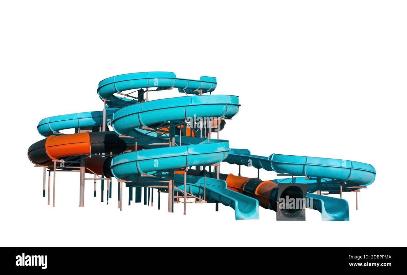 Modern water park yellow blue slide slides hi-res stock photography and ...