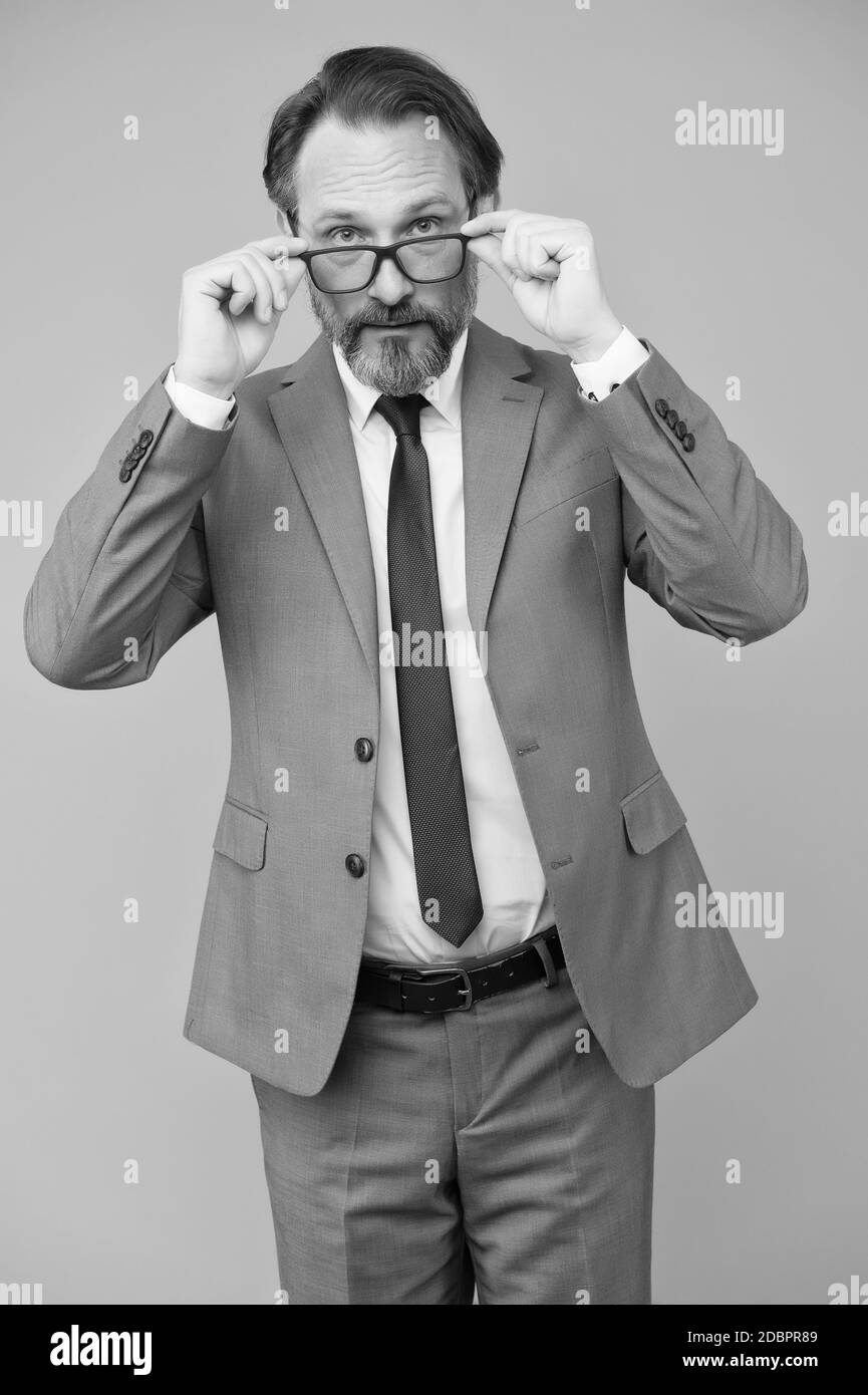 Perfect male. looking smart and intelligent. man with beard and glasses ...