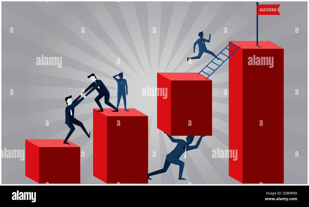 team helping each other to obtain success on abstract background Stock ...