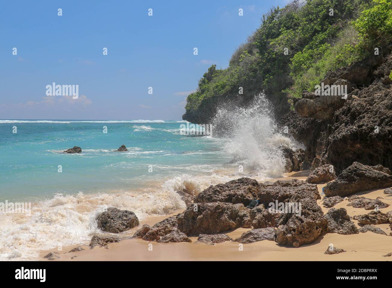 Pantai Gunung Payung beach with fine golden sand, Bali. Turquoise blue ...