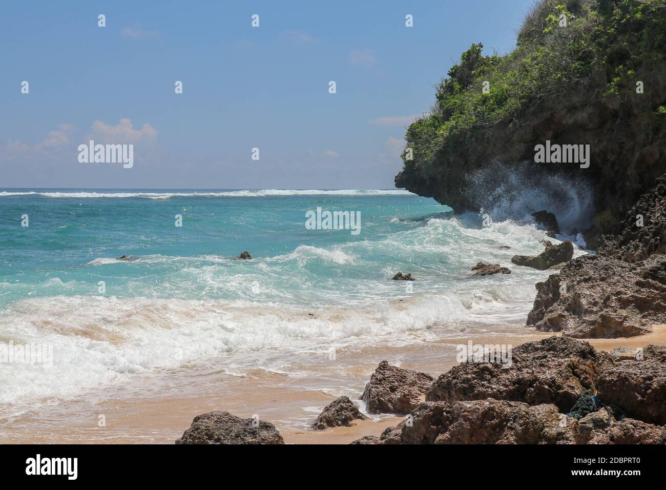 Pantai Gunung Payung beach with fine golden sand, Bali. Turquoise blue ...