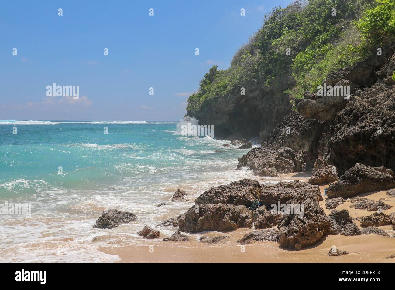 Pantai Gunung Payung beach with fine golden sand, Bali. Turquoise blue ...