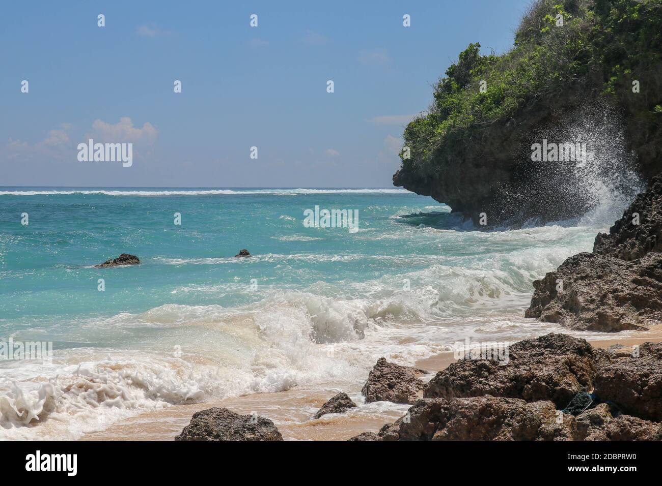 Pantai Gunung Payung beach with fine golden sand, Bali. Turquoise blue ...