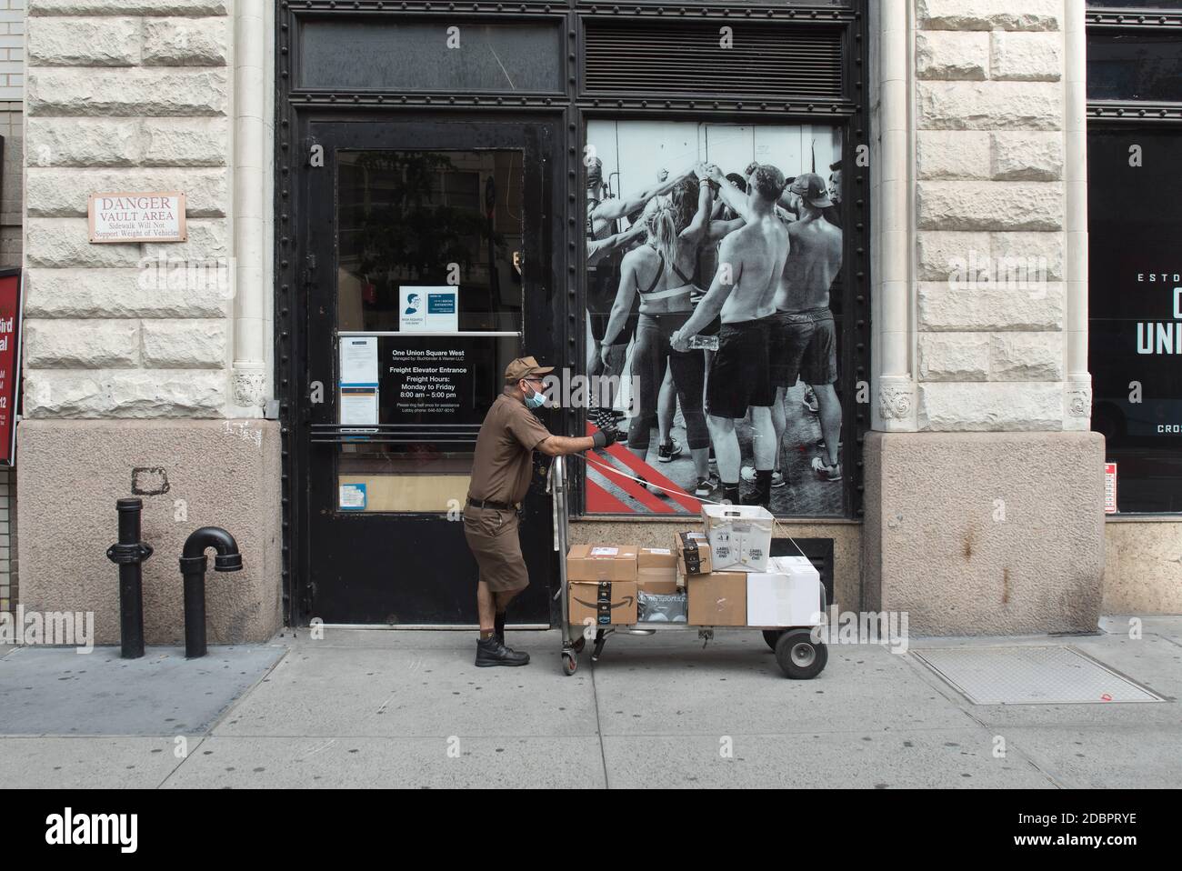 Manhattan, New York. September 25, 2020. Ups employee wearing a mask ...