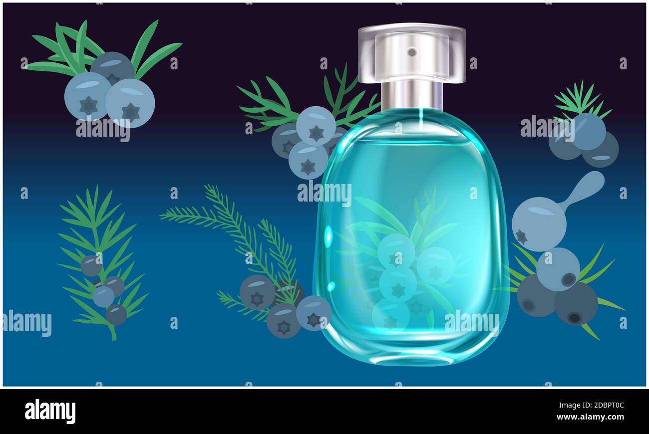 mock up illustration of blueberry perfume on abstract background Stock ...