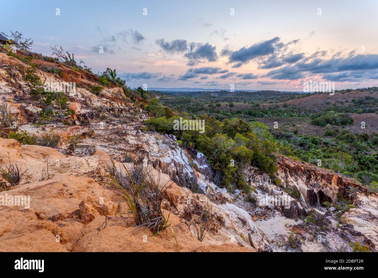 beautiful sunset in landscape near Nosy Be, Madagascar countryside ...