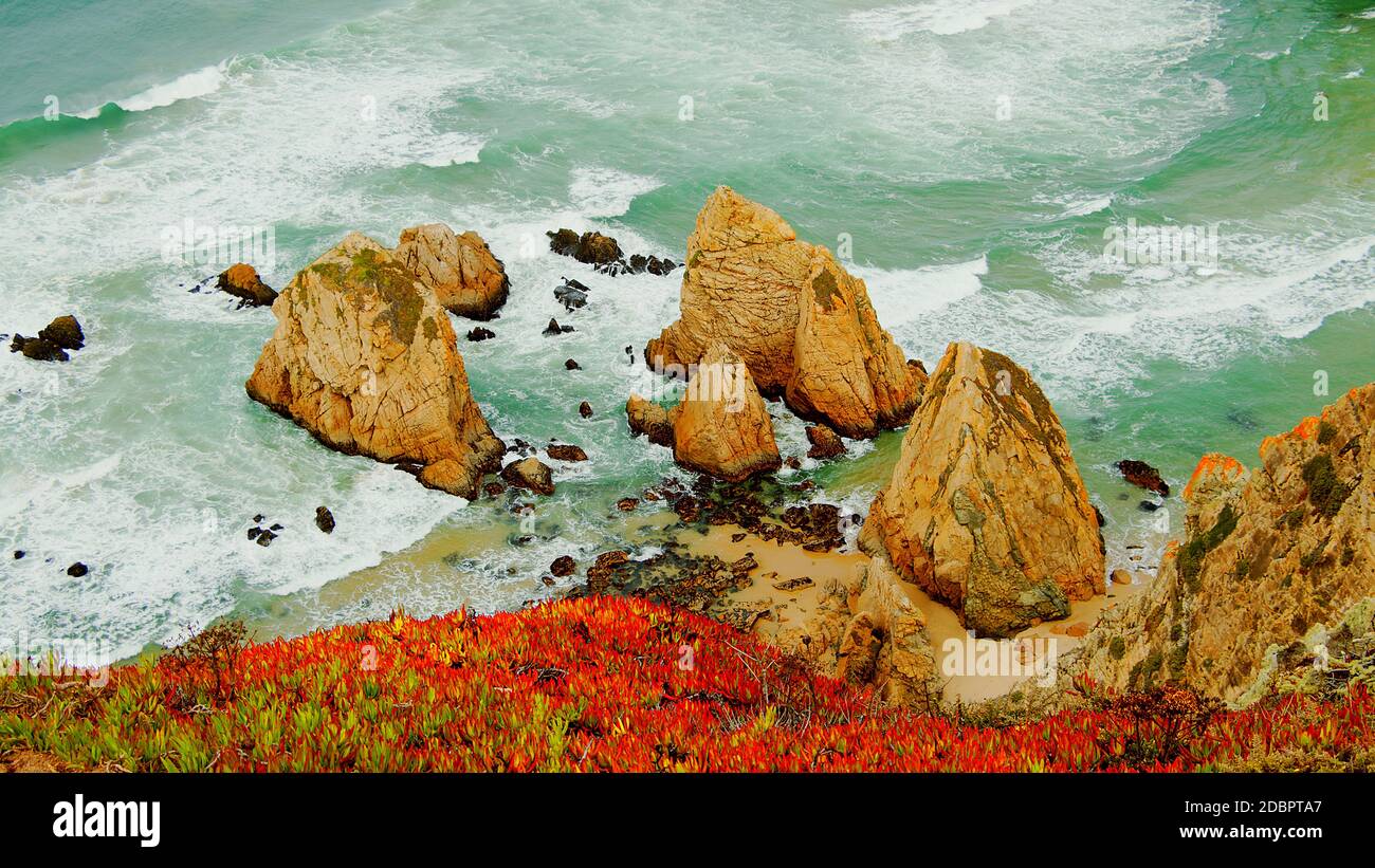 Natural Park of Sintra at Cape Roca in Portugal called Cabo de Roca ...