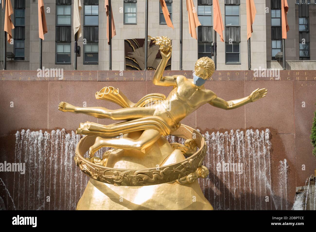 Manhattan, New York. USA. October 01, 2020. USA. Statue of Prometheus ...