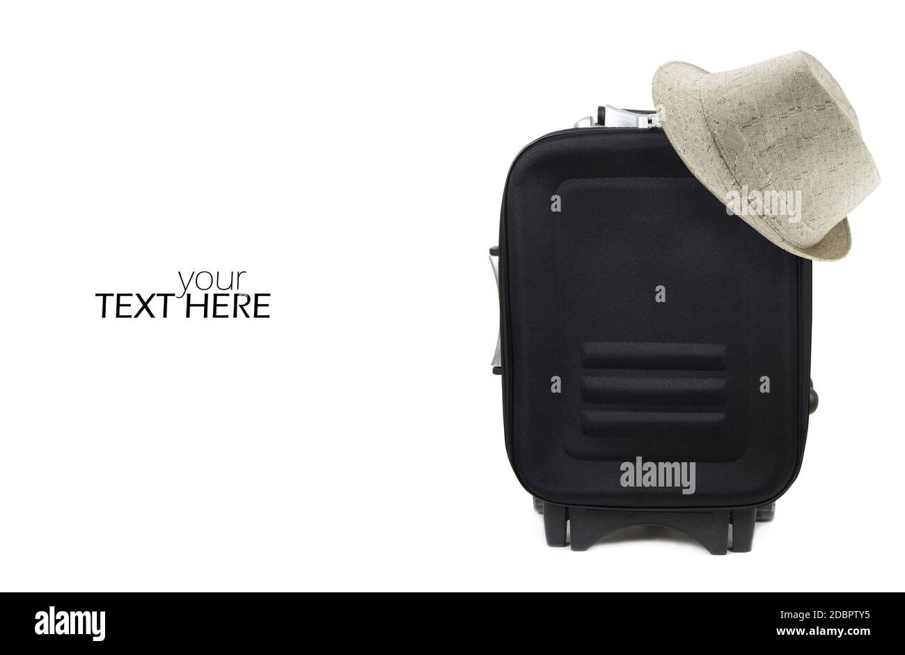 Suitcase with hat and copy space Stock Photo - Alamy