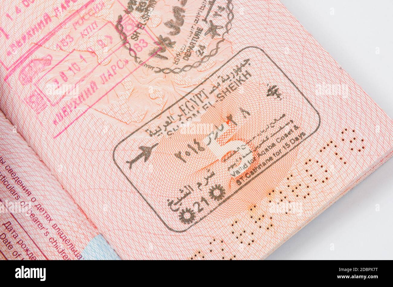 Border crossing stamps in the passport Stock Photo - Alamy