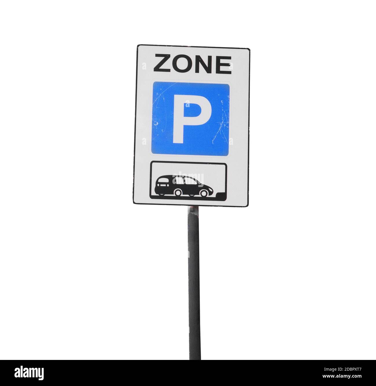 Parking zone sign isolated on white Stock Photo - Alamy