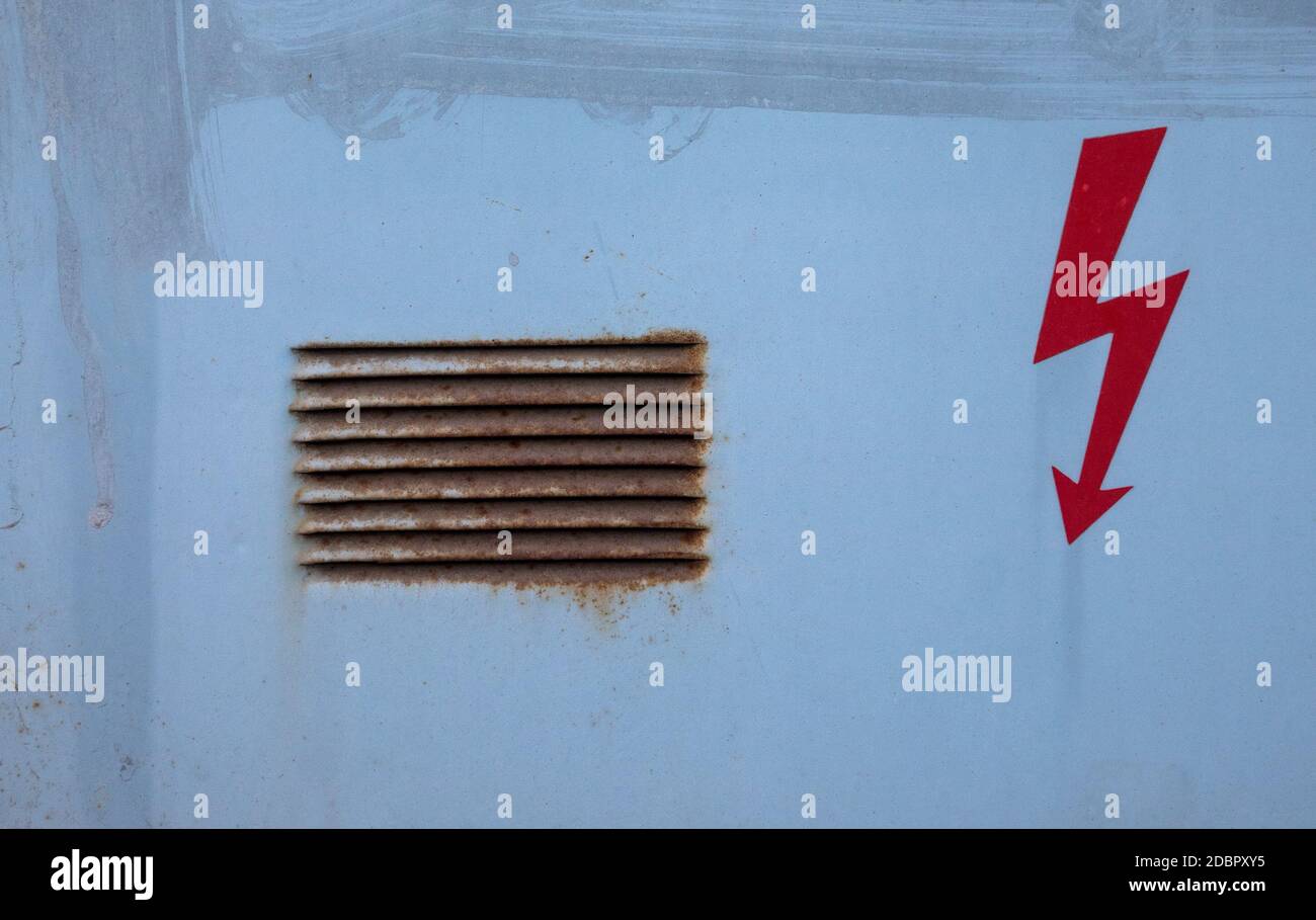 Old texture background with electricity sign Stock Photo - Alamy