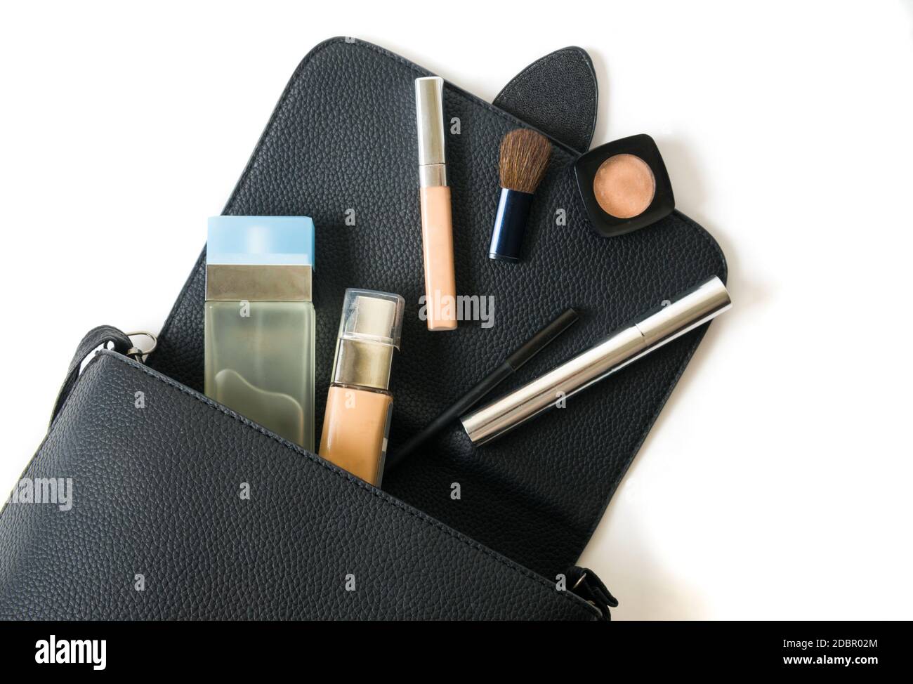 Cosmetics objects in the bag Stock Photo - Alamy