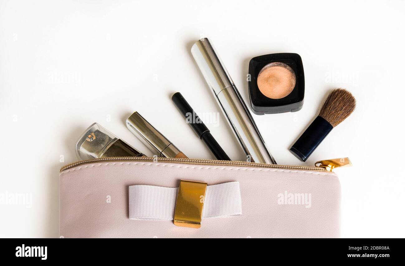 Cosmetics objects in the bag Stock Photo - Alamy