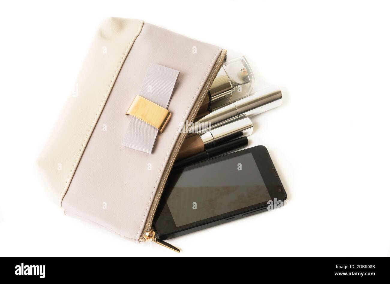 Cosmetics objects in the bag Stock Photo - Alamy