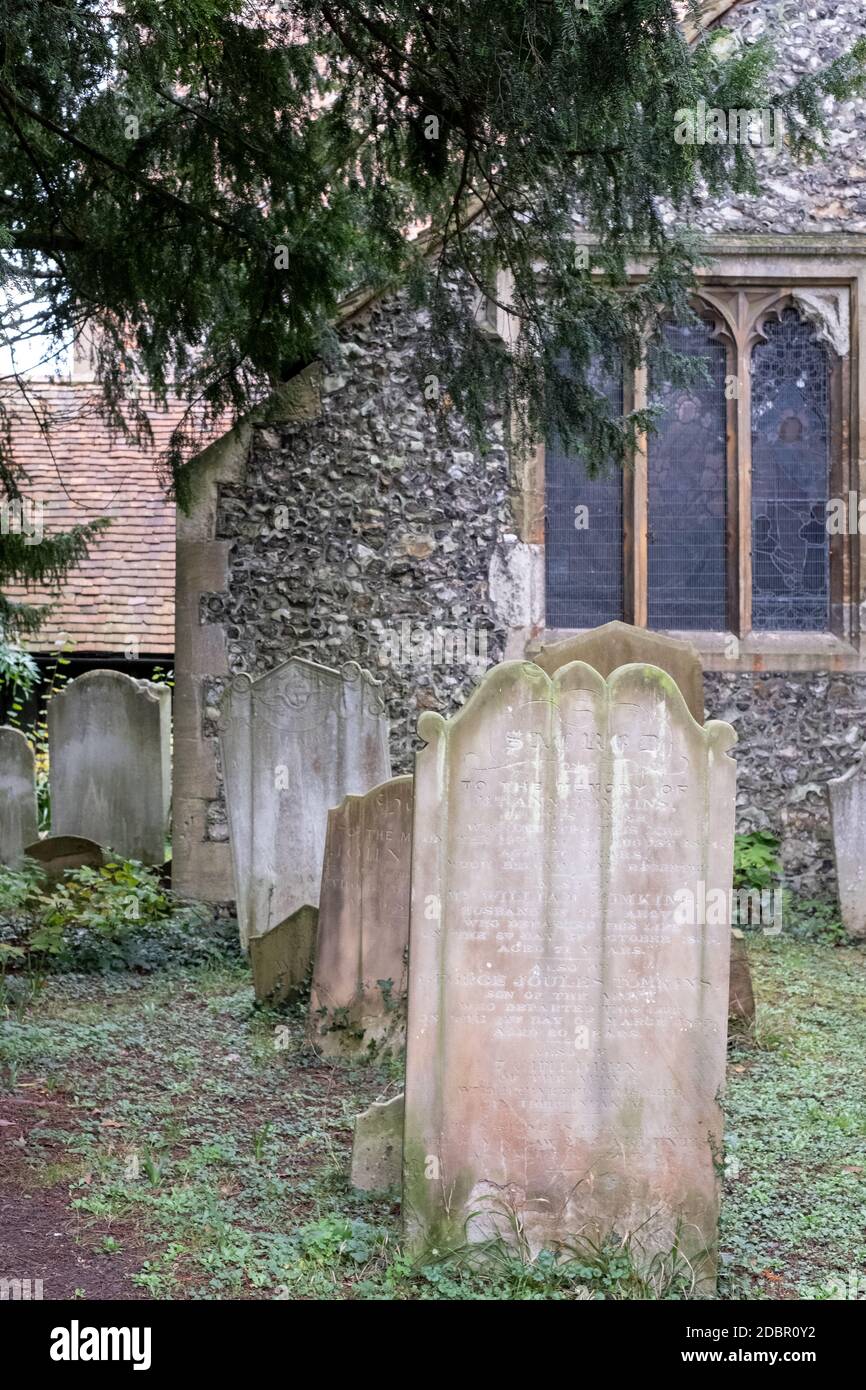Gravestones in the cemetery at the historic Church of St Mary in ...
