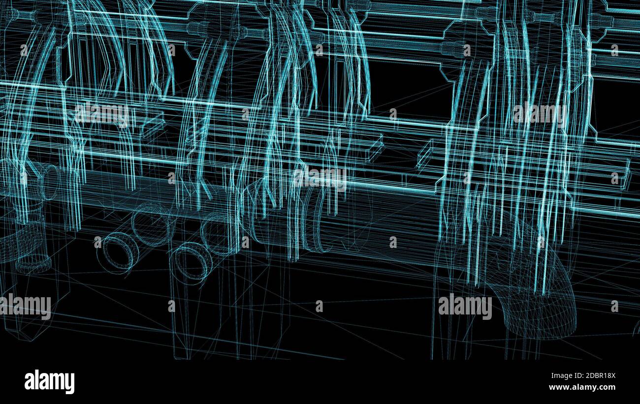 3d rendering - wire frame model of industrial buildings Stock Photo - Alamy