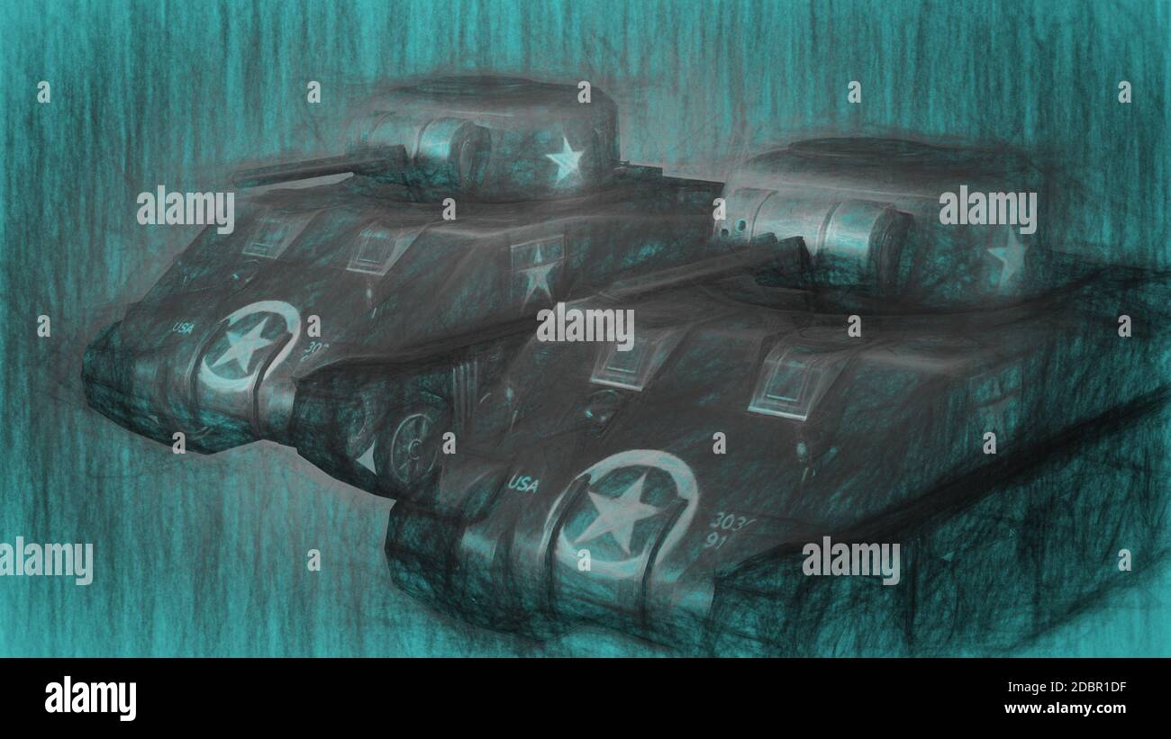 3d illustration of military Tanks Stock Photo - Alamy