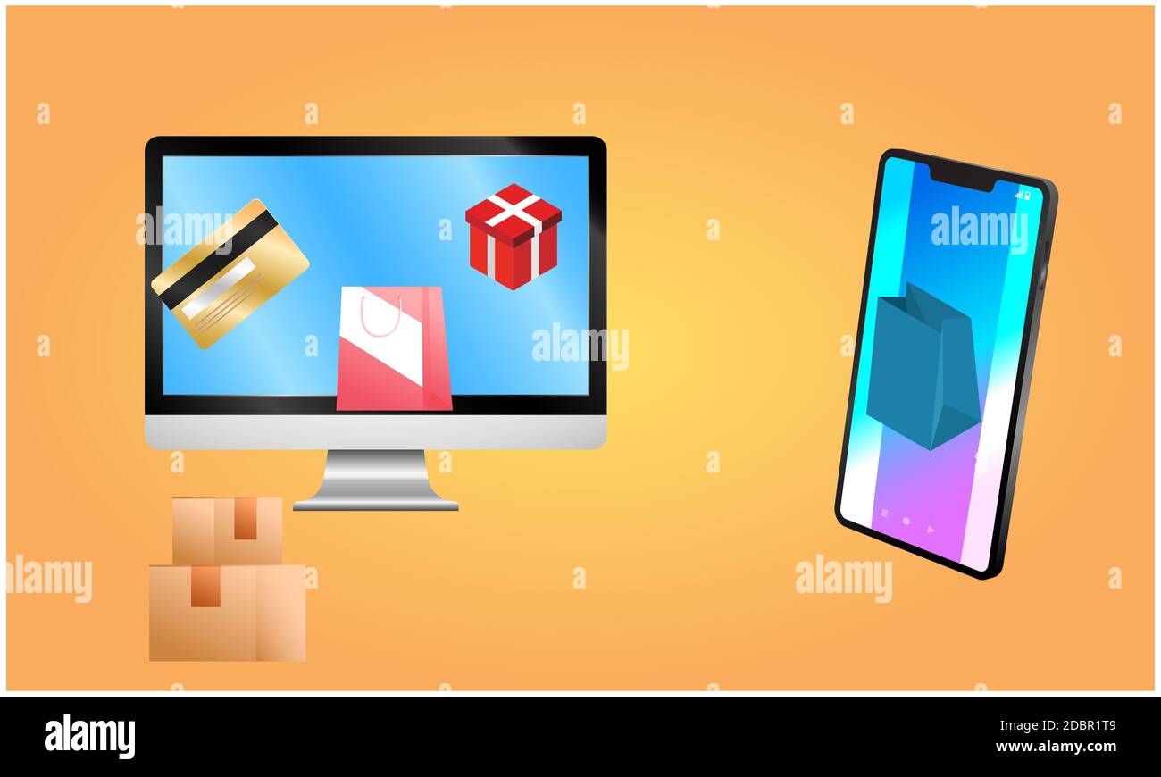 Laptop and phone with the same website interface hi-res stock ...