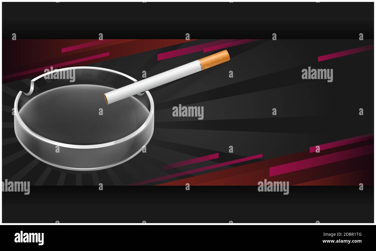 mock up illustration of cigarette and ashtray on abstract background ...