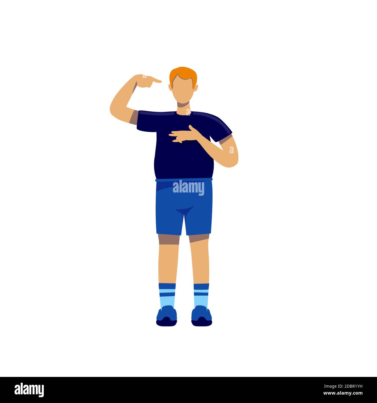 Mute man flat color vector faceless character. Boy communicate with ...