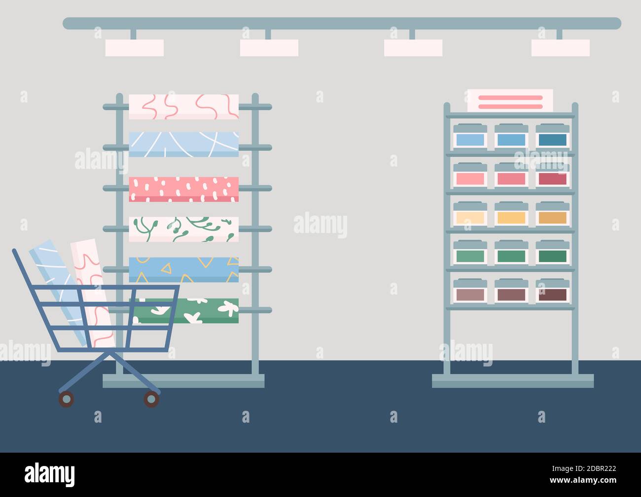 Building construction materials store flat color vector illustration ...