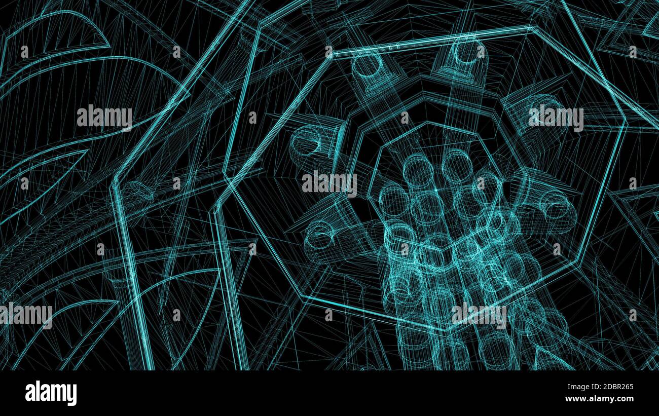 3d rendering - wire frame model of industrial buildings Stock Photo - Alamy