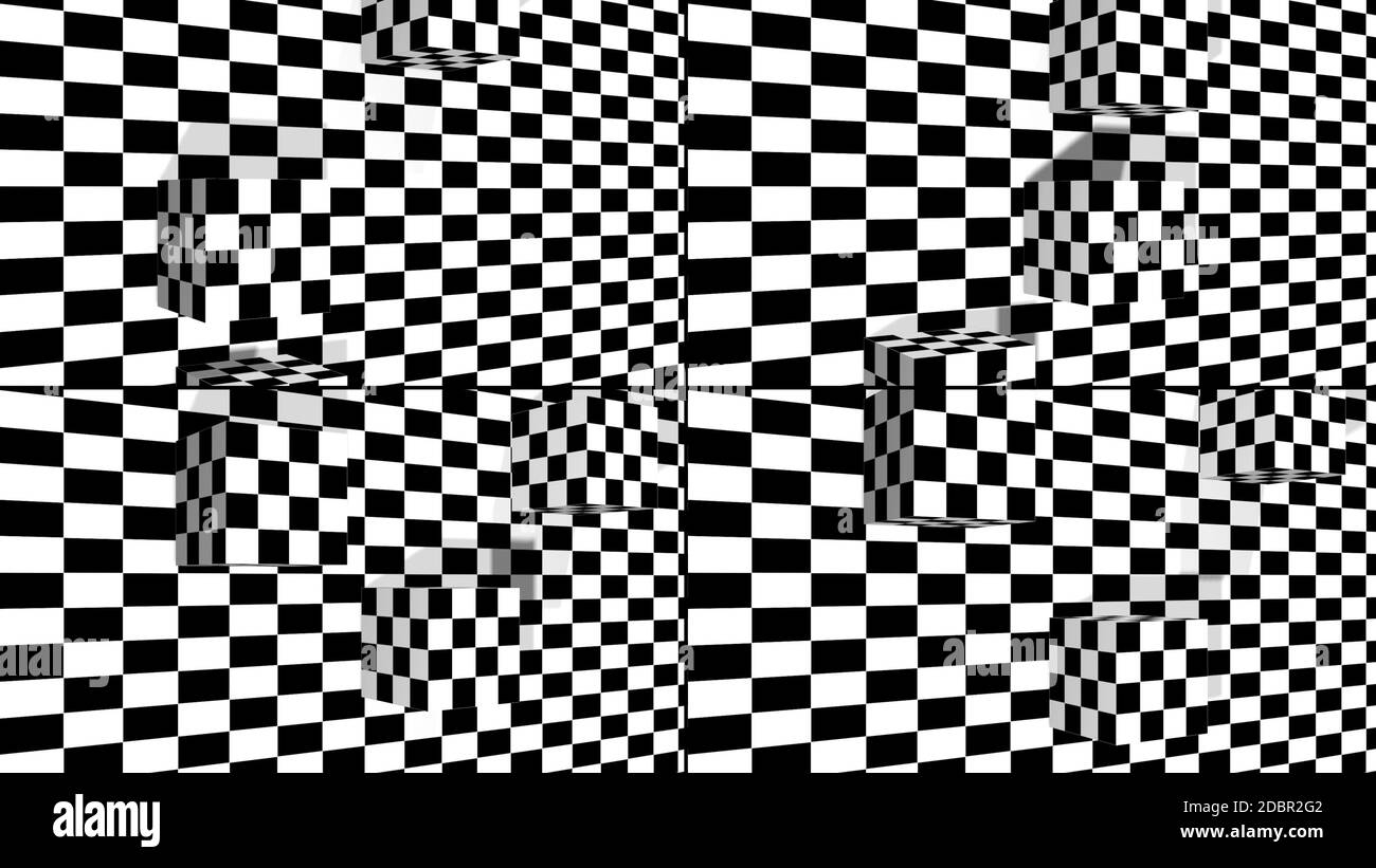 Checkered 3d cube Black and White Stock Photos & Images - Alamy