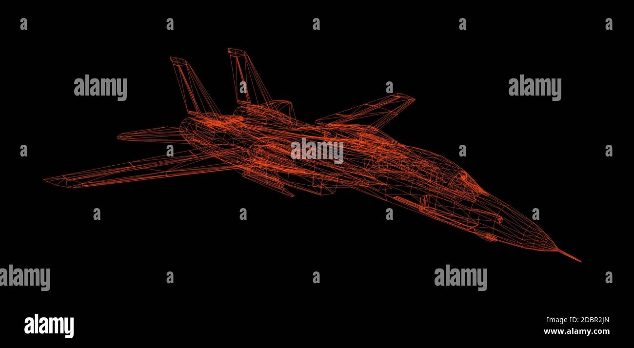 Airplane wire model isolated on black - 3D Rendering Stock Photo - Alamy