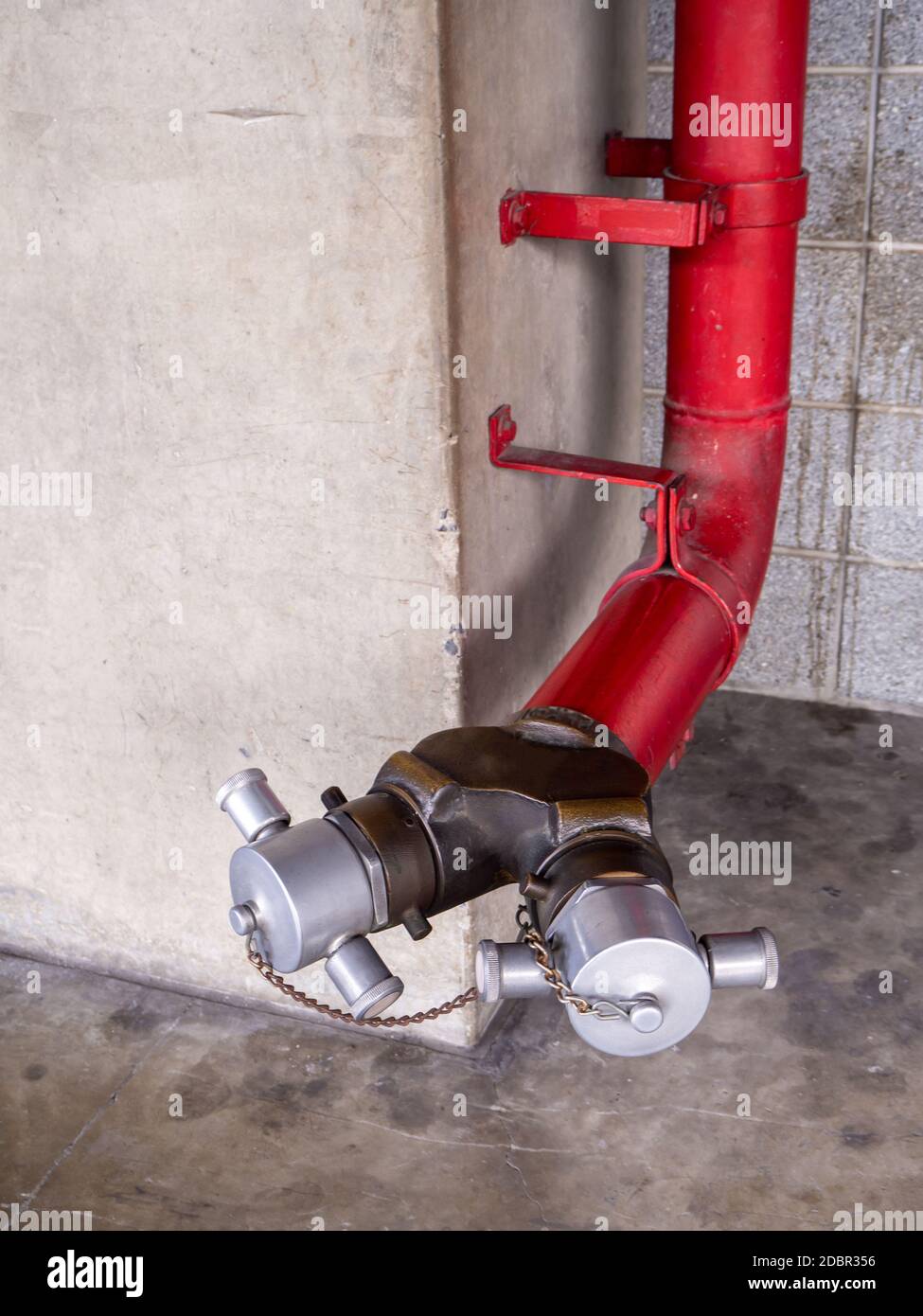 red water pipe and fire valve system control fighting panel Stock Photo ...