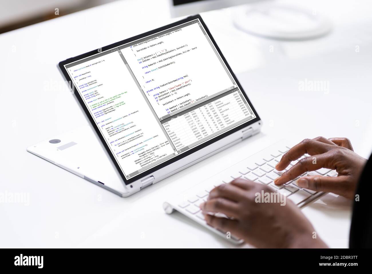 African Programmer Or Coder Using Hybrid Laptop And Tablet Screen Stock ...