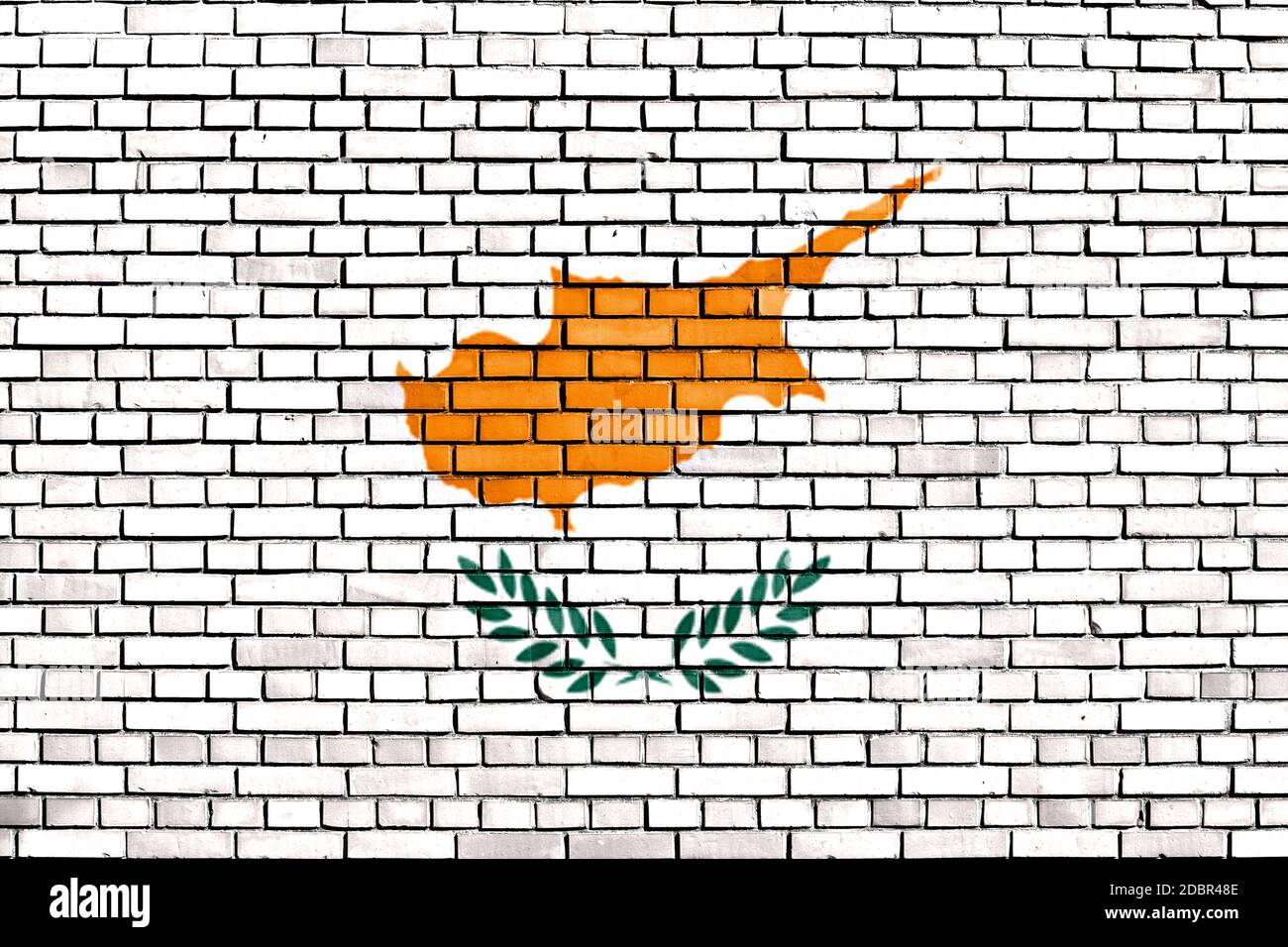 flag of Cyprus painted on brick wall Stock Photo - Alamy