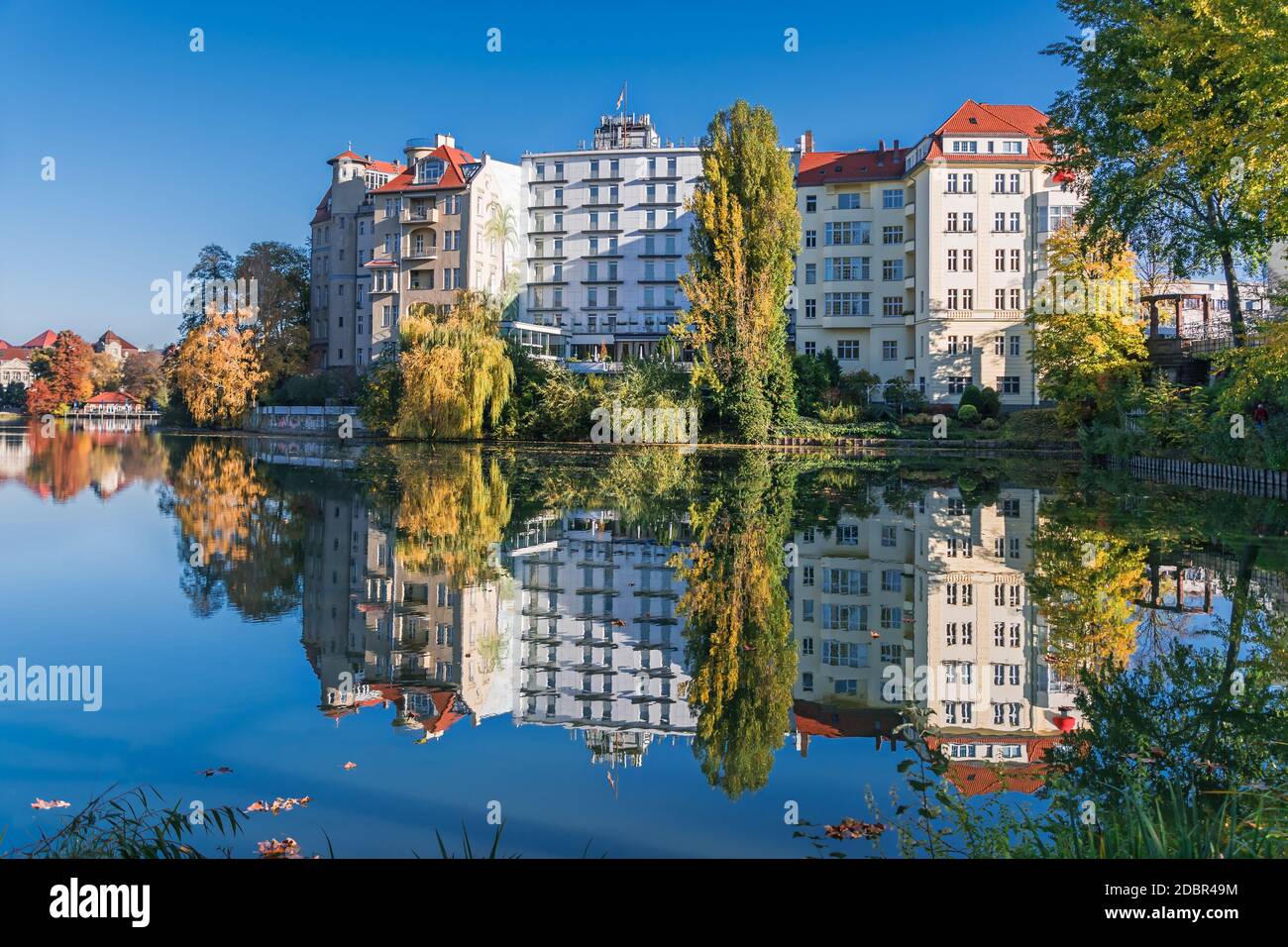 Berlin, Germany - November 7, 2020: Shore of Lake Lietzen with ...