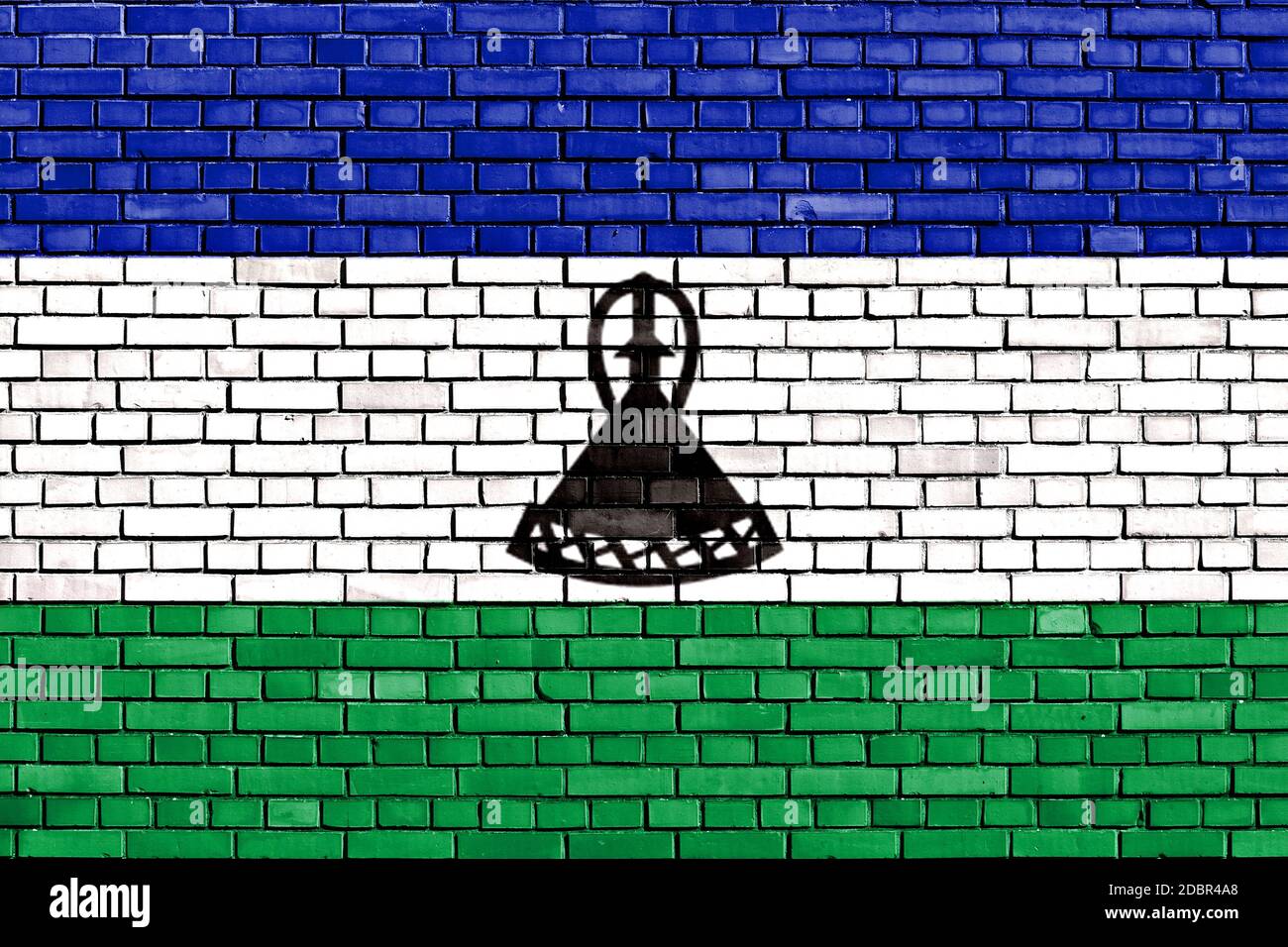flag of Lesotho painted on brick wall Stock Photo - Alamy
