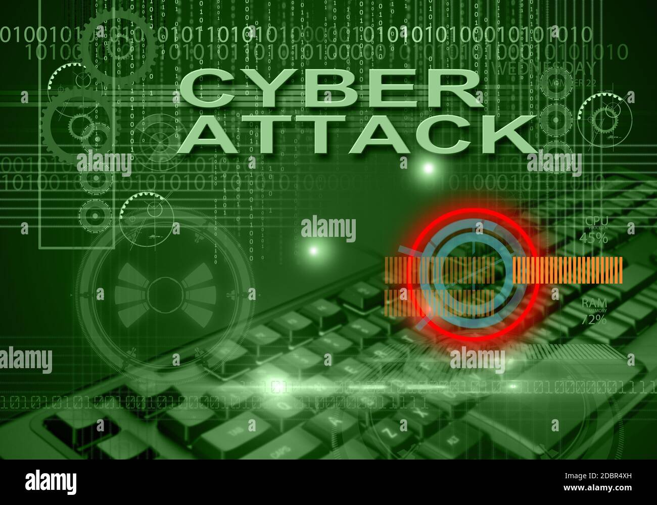 hi tech infographics of cyber attack made in 3d software Stock Photo ...