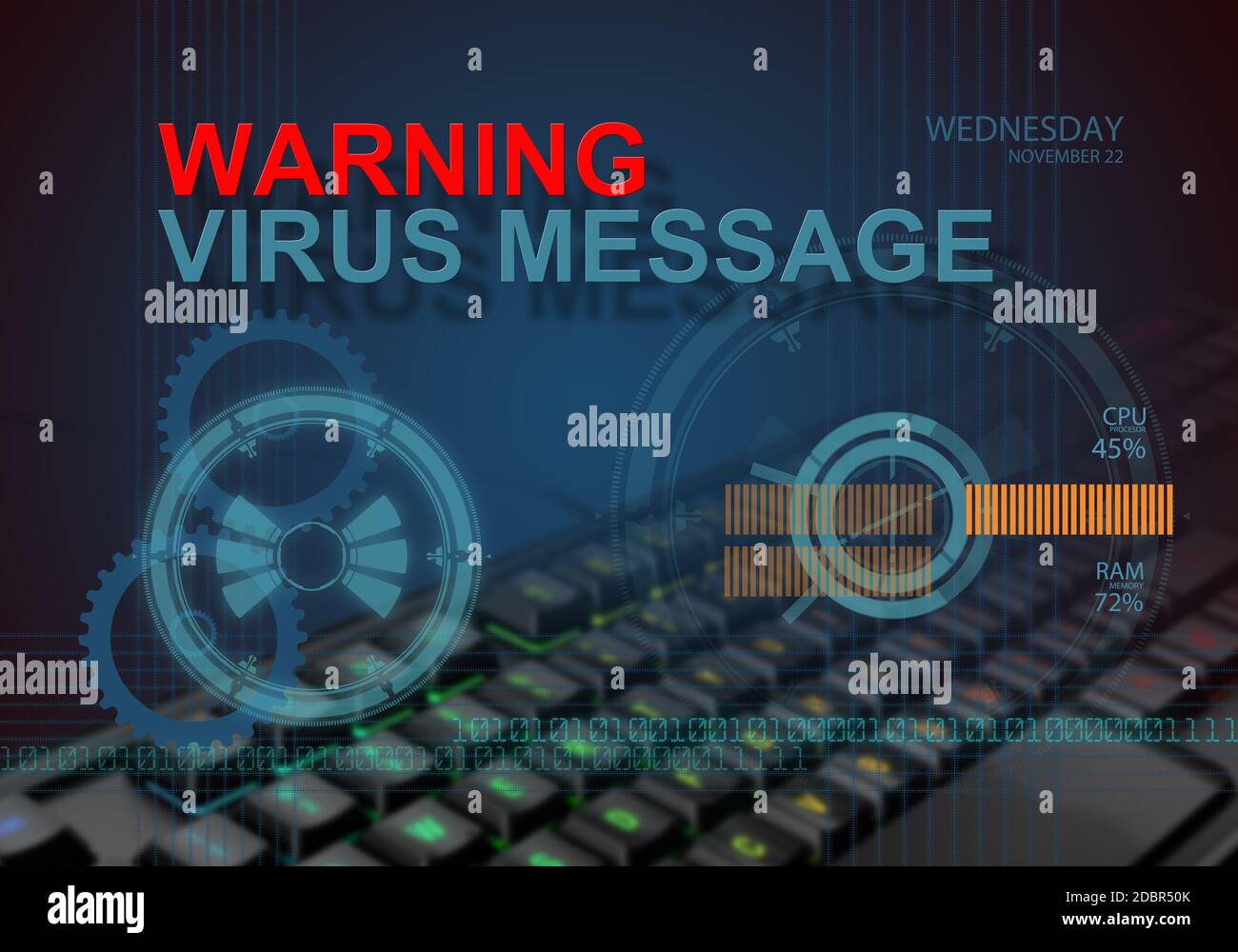hi tech infographics of warning virus message made in 3d software Stock ...