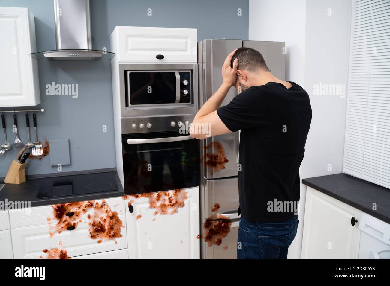 Messy Kitchen Food Spill Accident And Mess Stock Photo - Alamy