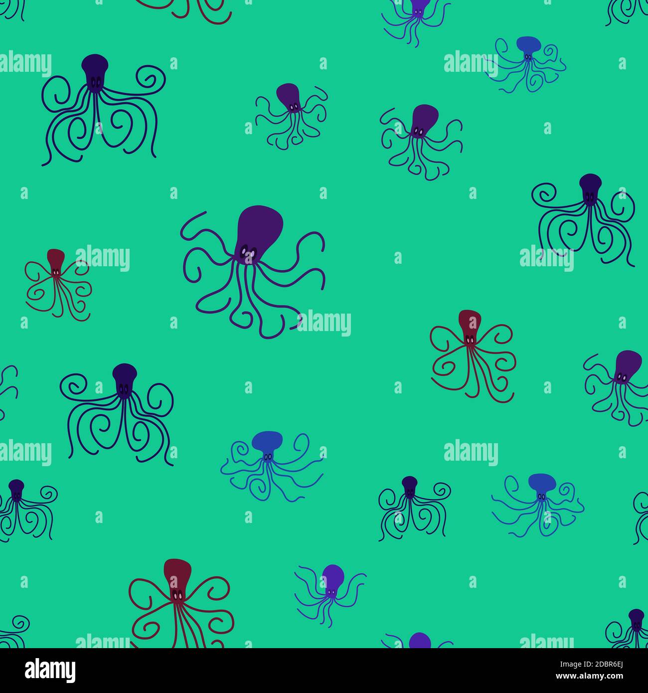 abstract underwater seamless background with octopuses Stock Photo - Alamy