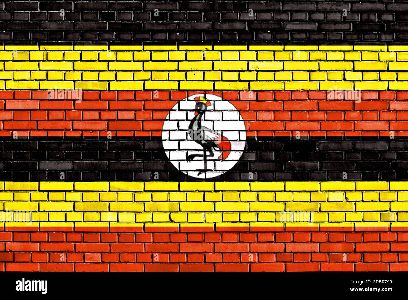 flag of Uganda painted on brick wall Stock Photo - Alamy