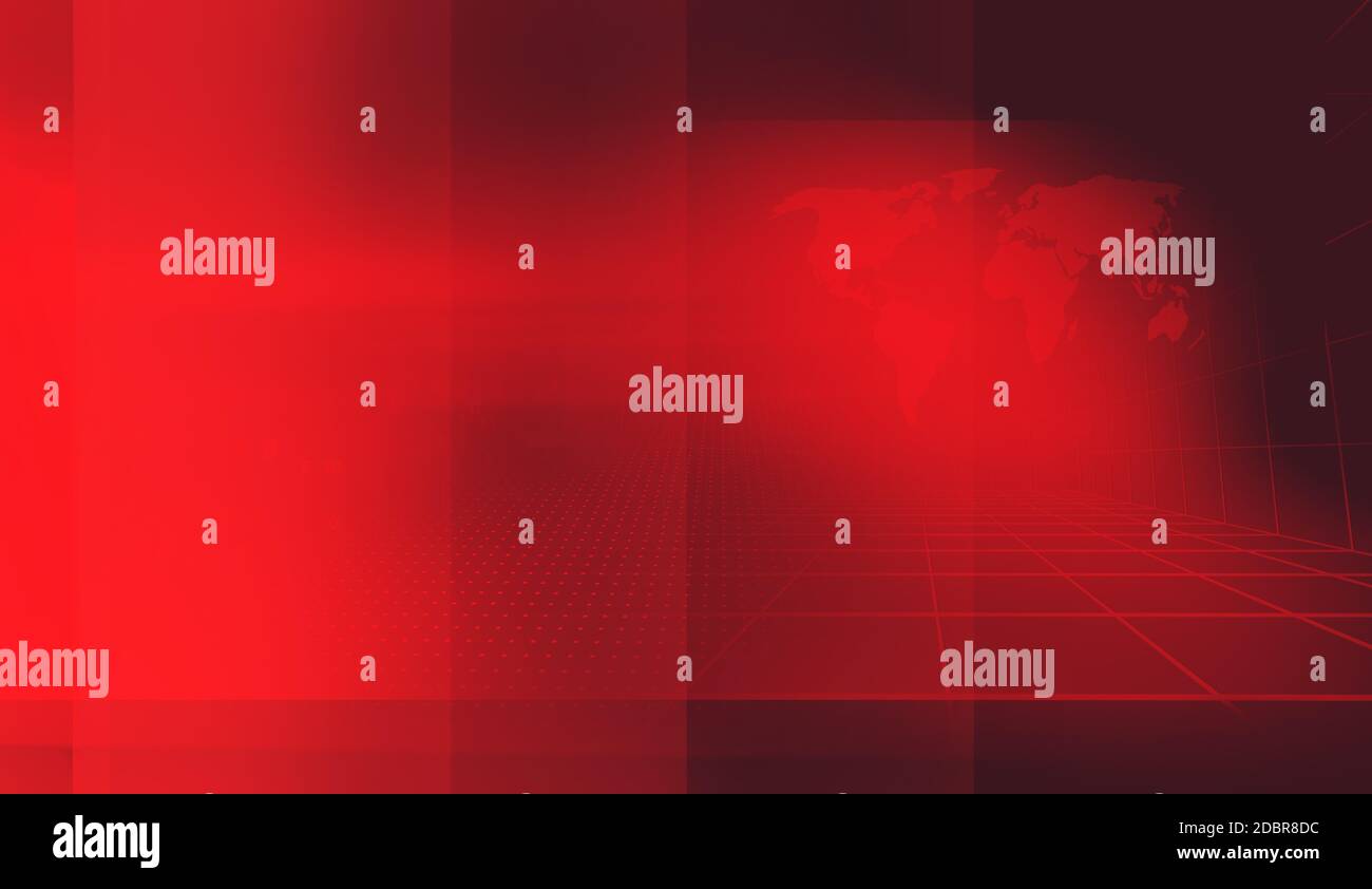 Graphical studio news red theme background with world map and red bars ...