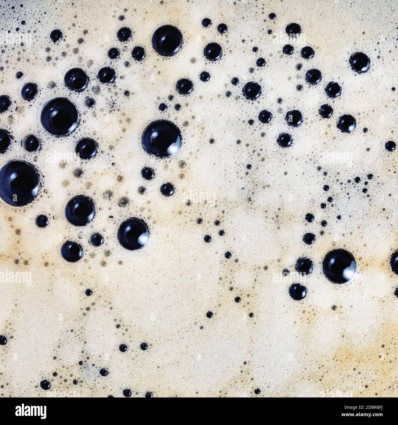 Photo of coffee with bubbles. Close-up coffee foam texture. Flat lay ...
