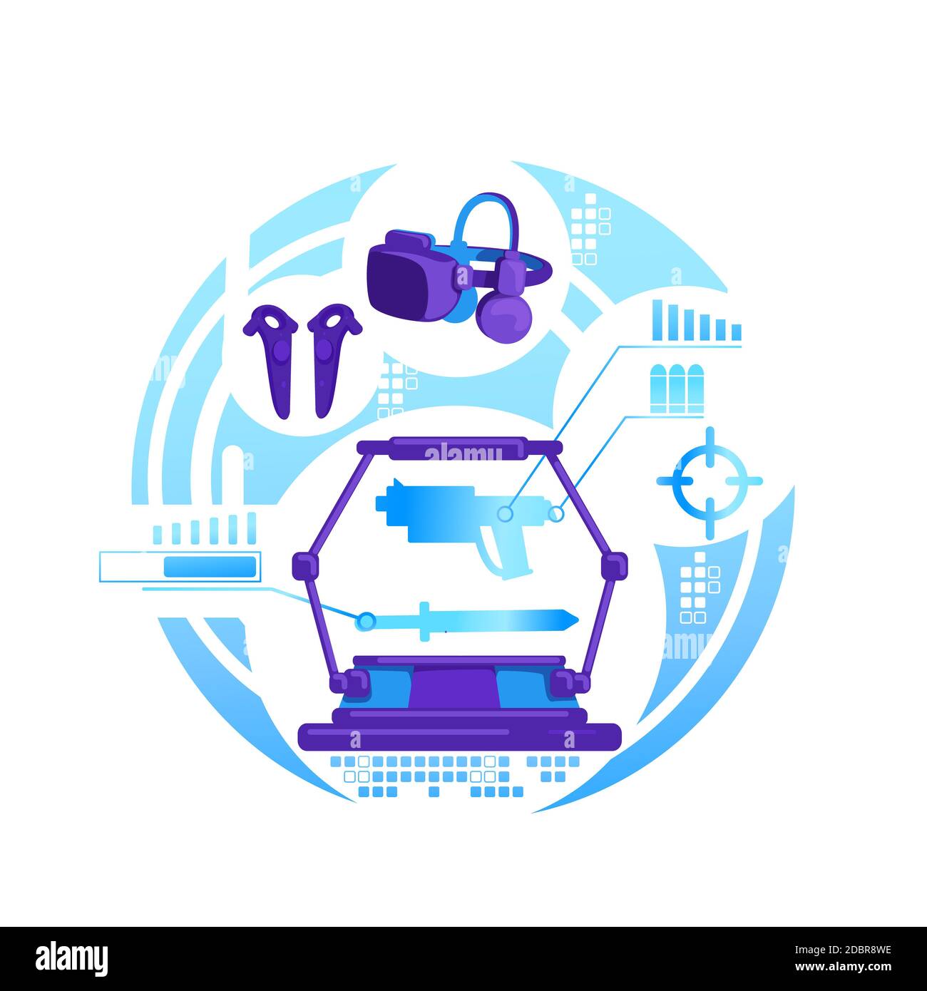 Equipment set for VR gaming 2D vector web banner, poster. Virtual ...