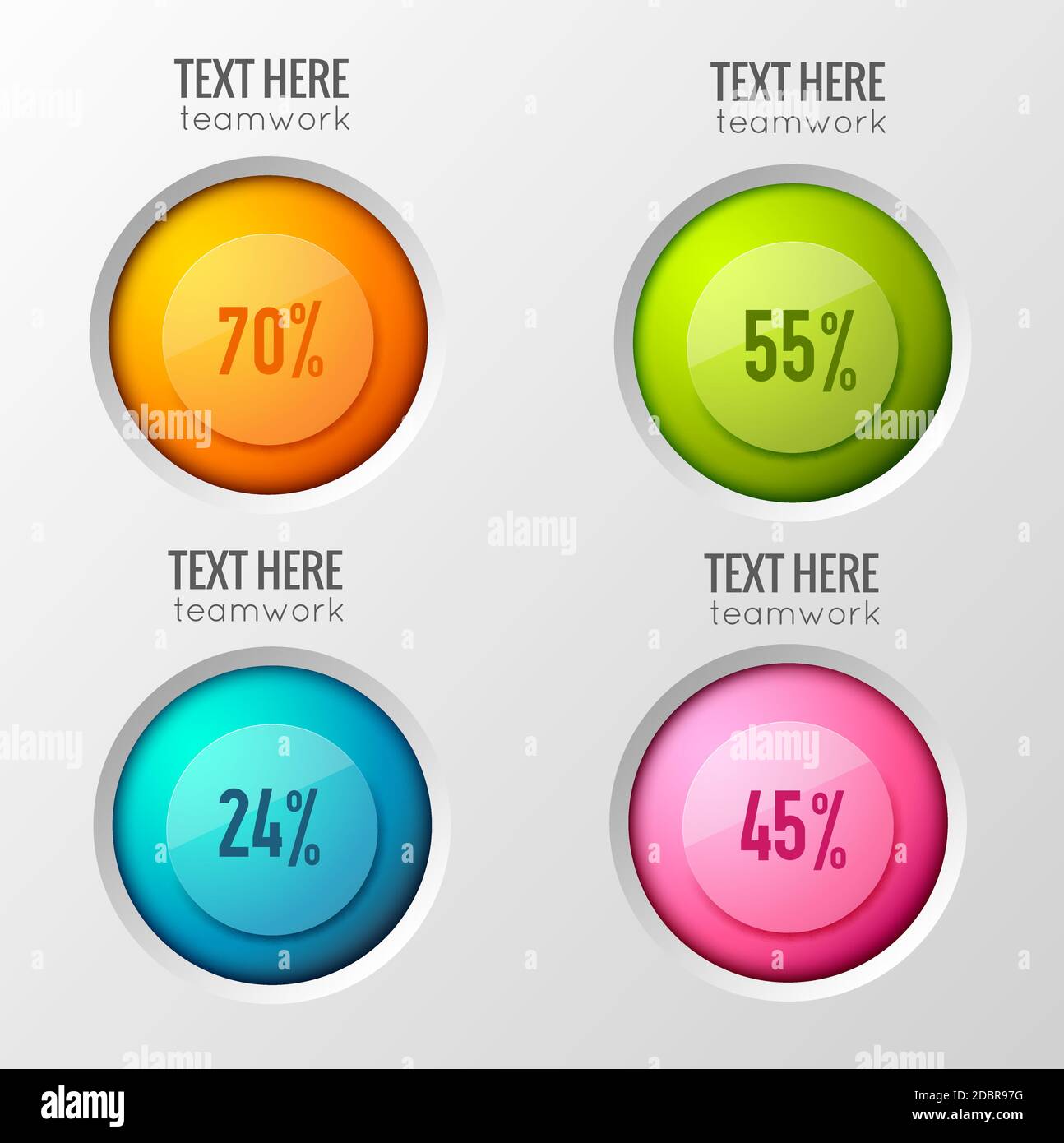 Teamwork business concept with interactive poll options with round ...