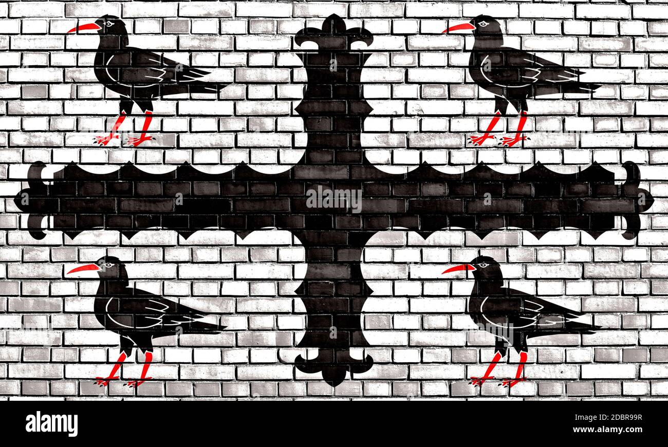 flag of Flintshire painted on brick wall Stock Photo - Alamy
