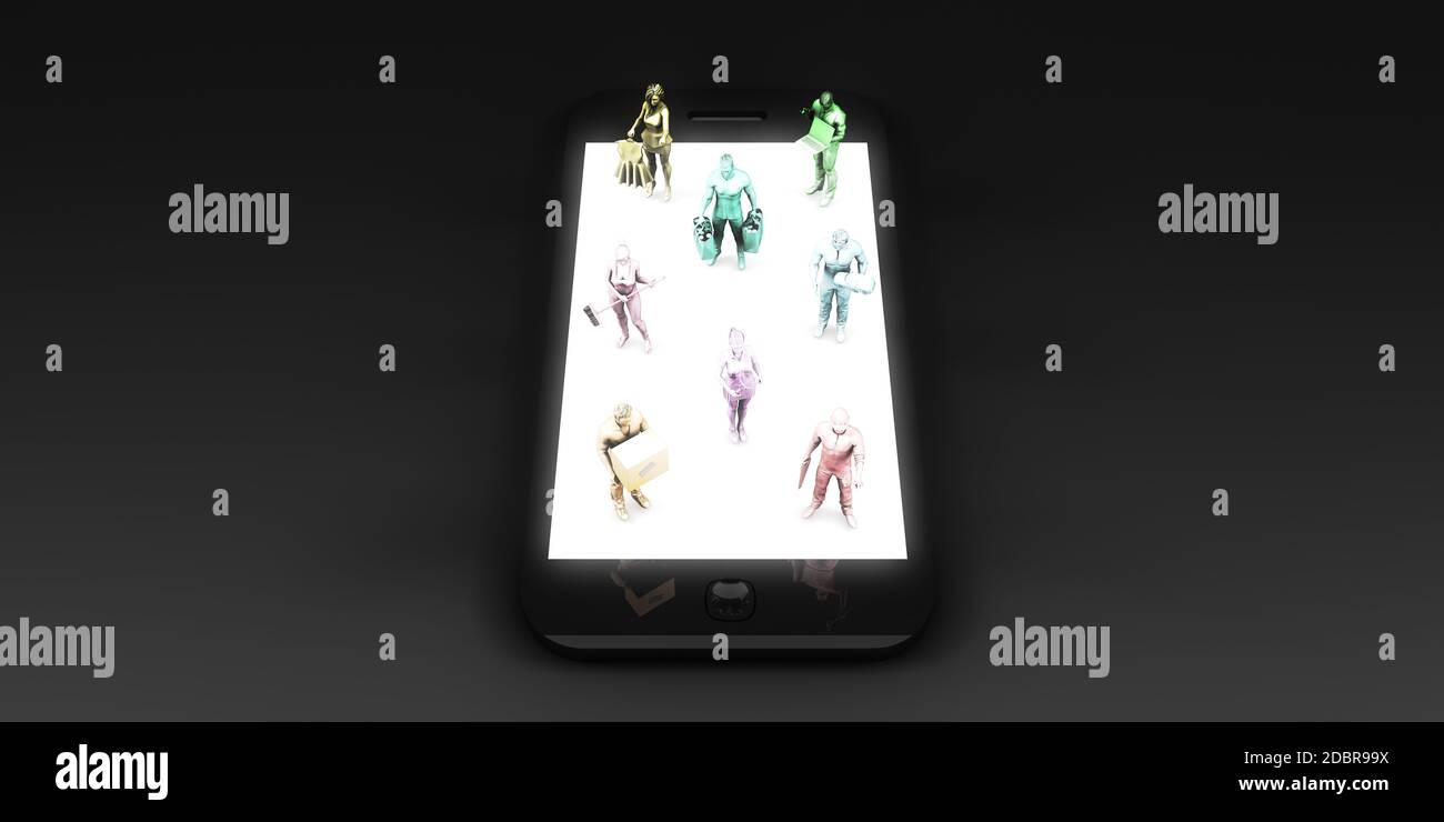 Multiple Types of Gig Economy Workers in the Market Stock Photo - Alamy