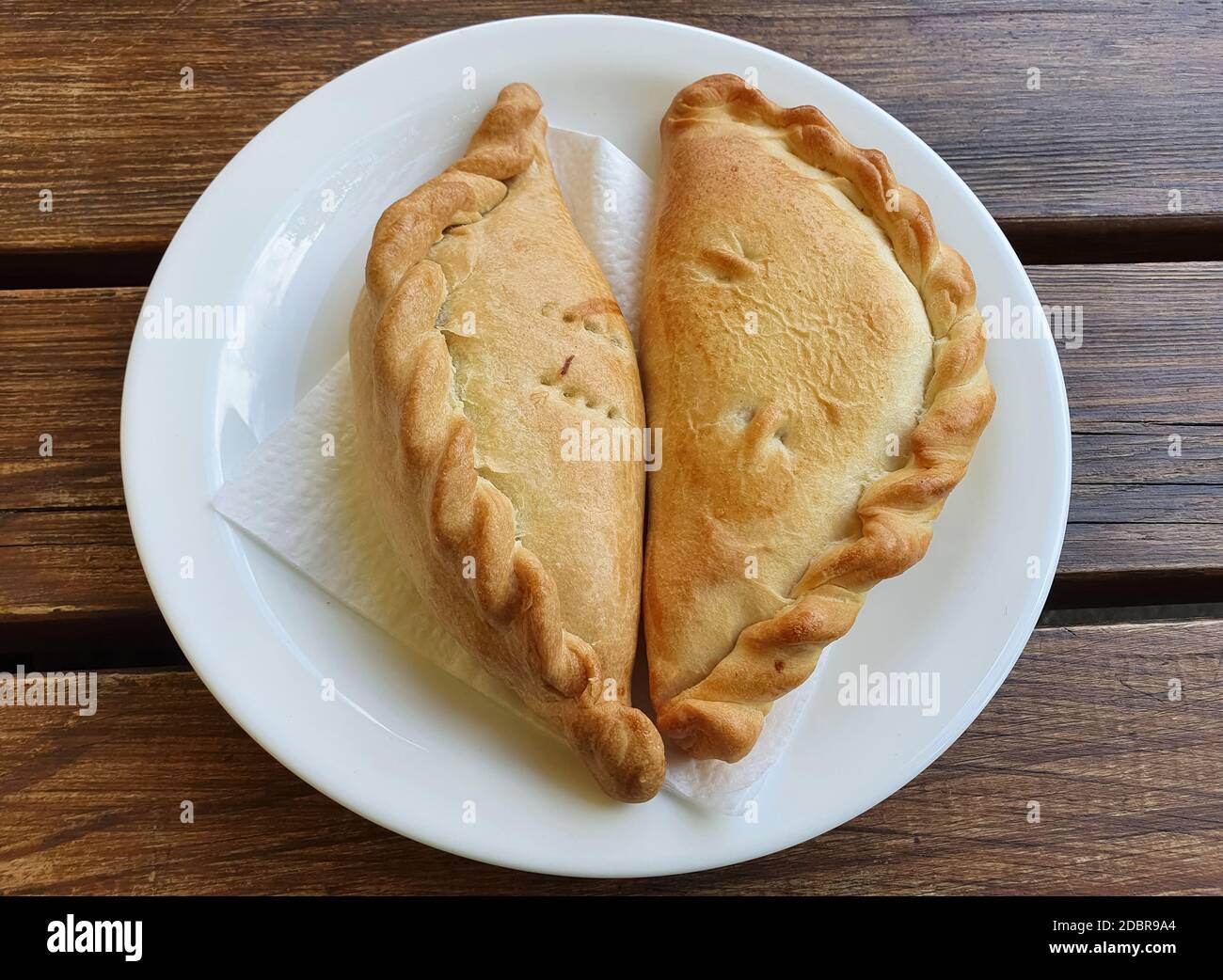 Karaite traditional food kibinai in Trakai Lithuania Europe. Wooden ...